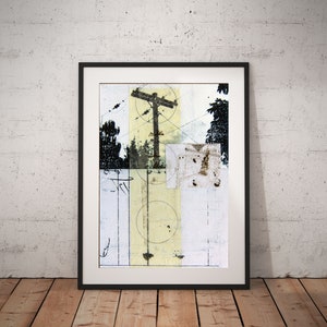 Collage Art Print, POWER LINES, Art for Walls, Prints for Framing, Boho ...