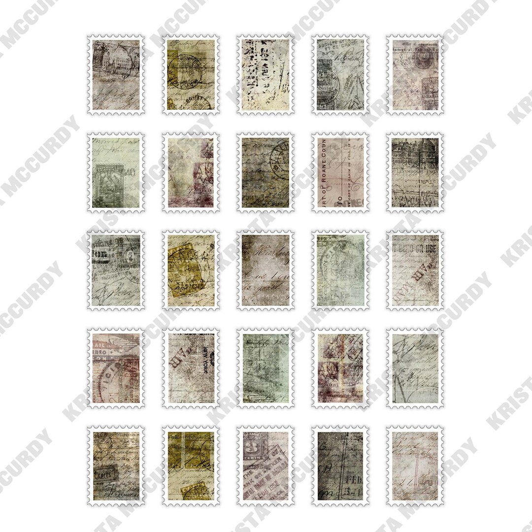 Printable Faux Postage Quiet Correspondence Stamps Vintage Junk Journal ...