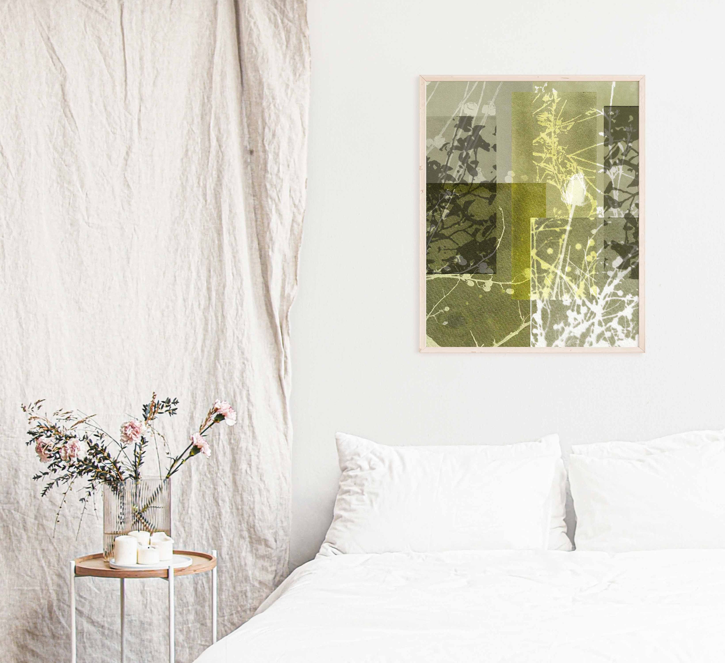 Printable Botanical Cyanotype Collage Art TAPED FLORAL Digital - Etsy