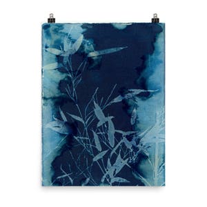 Blue Bamboo Cyanotype Botanical Wall Art Print, Nature Inspired Prints ...