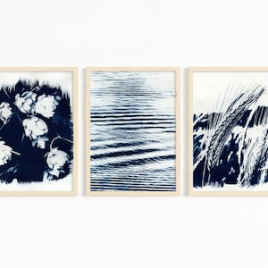 Set of 3 Prints, Printable Botanical Art, Cyanotype Print, BARLEY, HOPS ...