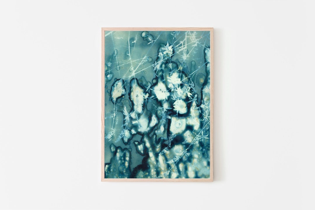 Blue Abstract Botanical Cyanotype Printable Art, WILDSPLASH, Modern Art ...