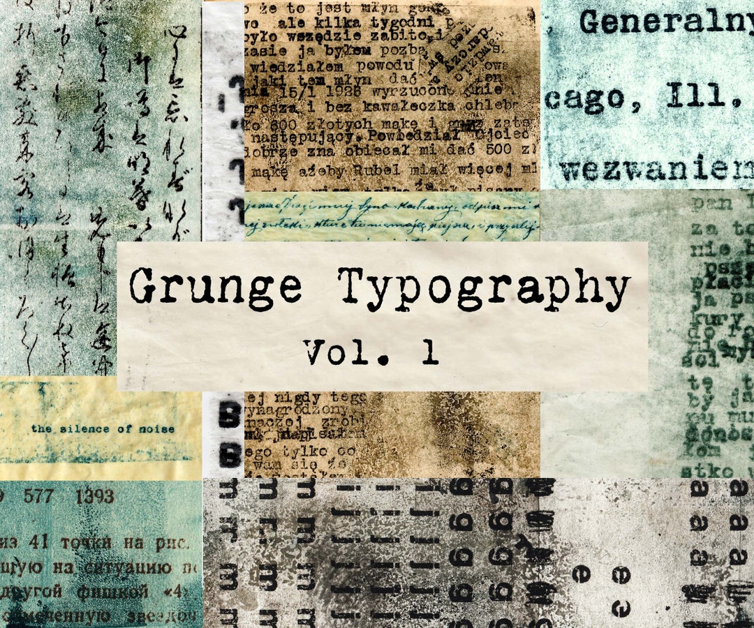 Digital Grunge, Typography Collage Tear Sheets, Letters and Numbers ...