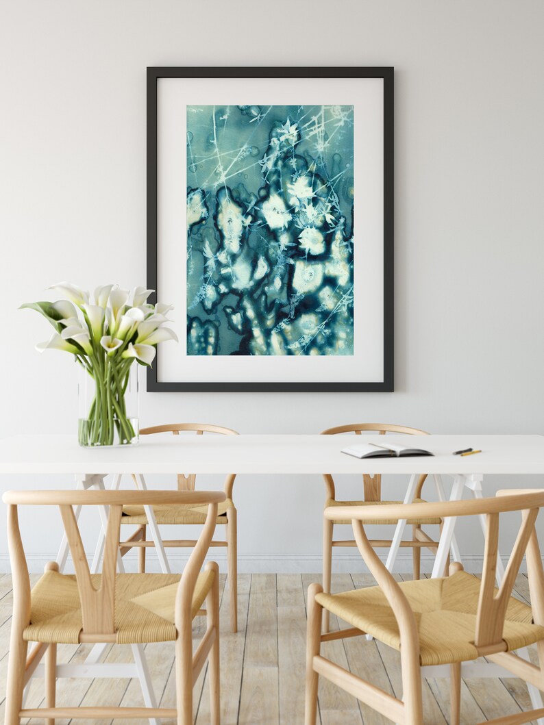 Blue Abstract Botanical Cyanotype Printable Art WILDSPLASH | Etsy