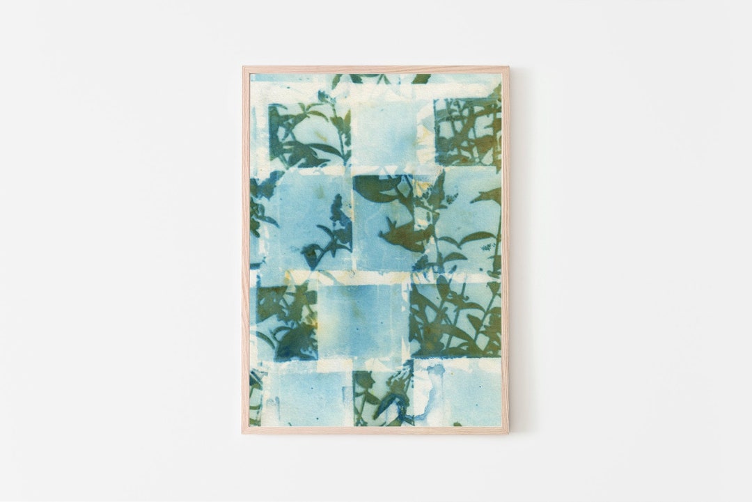 Printable Botanical Cyanotype Art, BOTANICAL SQUARES, Nature Print Wall ...