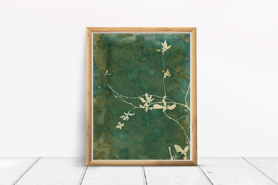 Cyanotype Botanical Art Print WANDERING FLOWERS Rustic Wall - Etsy
