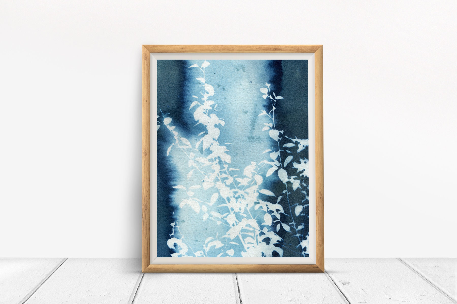 Abstract Art Cyanotype Botanical Art Prints Blue Flower Art | Etsy