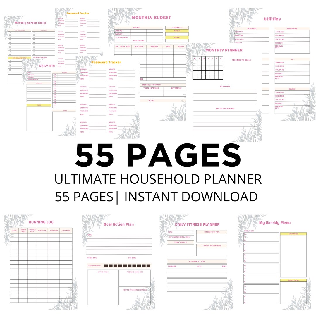 Household Planner | Printable Household Management | Household Budget ...