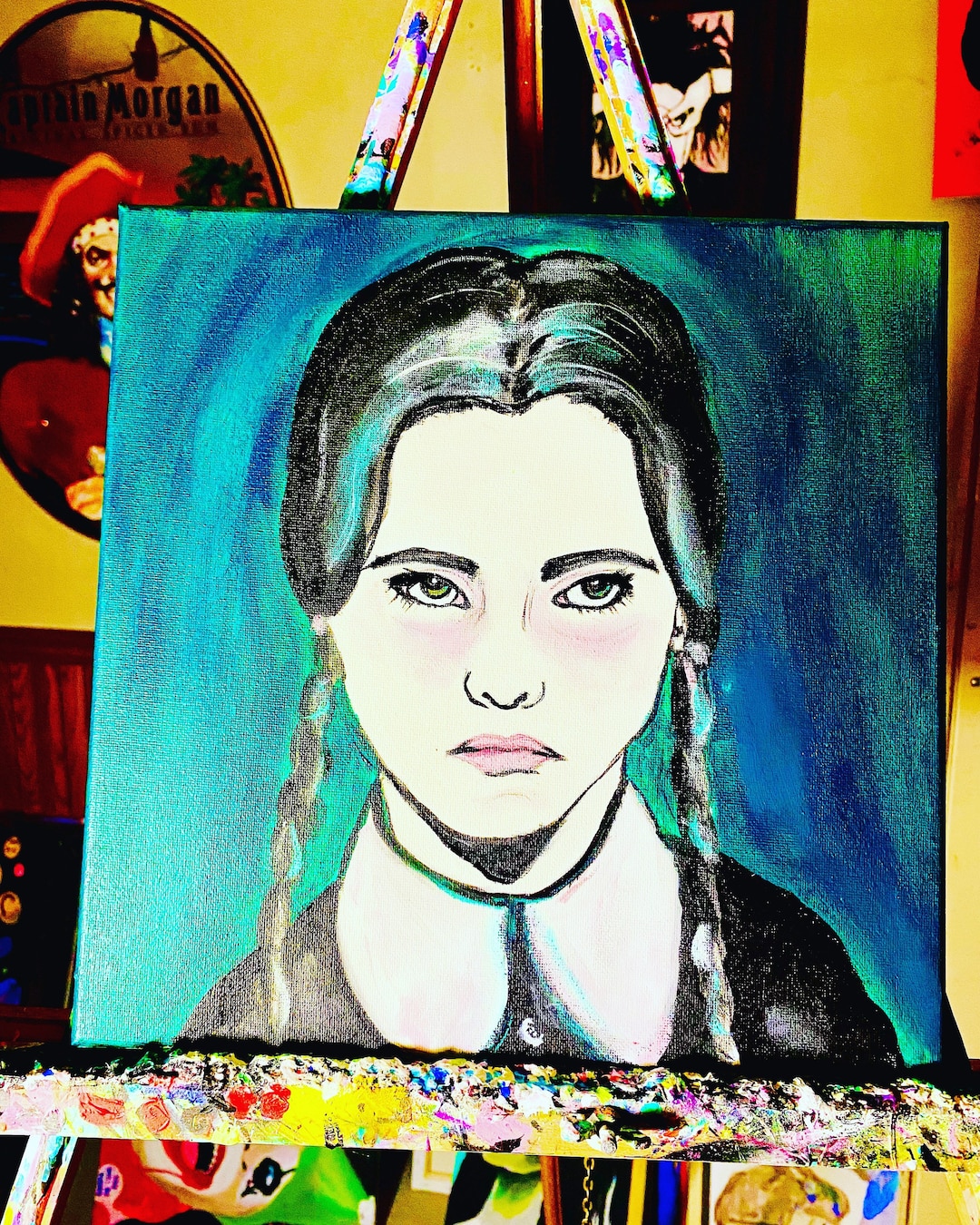 Original Wednesday Addams Acrylic Painting 12 X12 Original Pop Art ...