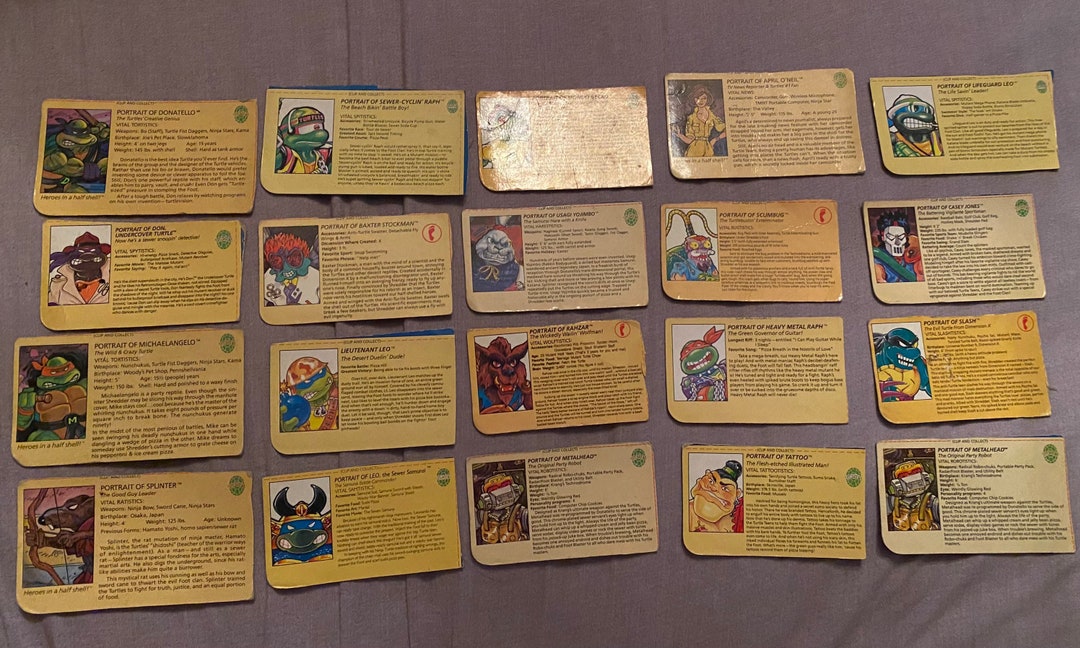 TMNT Vintage 1988 Original File Cards Lot of (20) Playmates Vintage ...