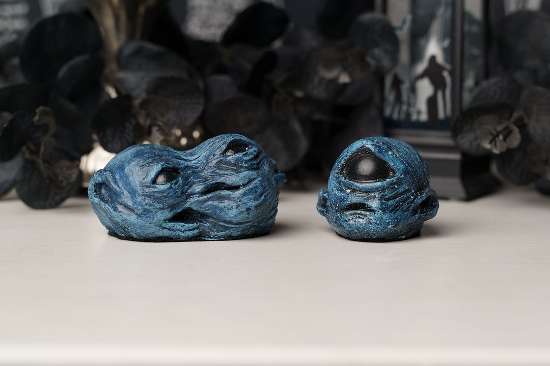 Cyclops Head Paperweight Set - Blue / Goth Home Body Horror Decoration ...