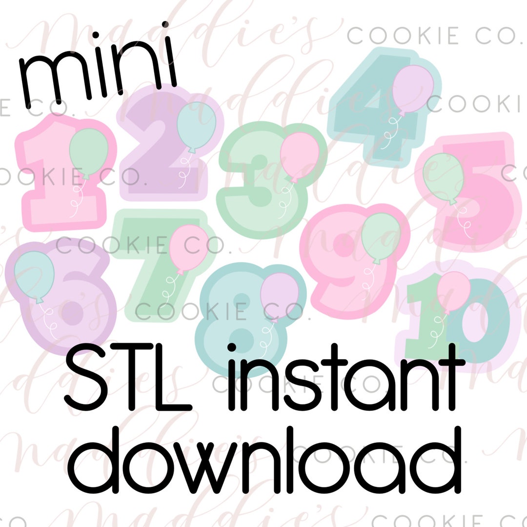 INSTANT DOWNLOAD Mini Balloon Number Cookie Cutters 1-10 - Etsy