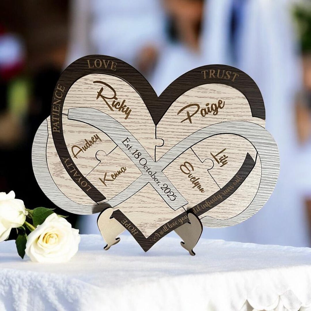 Unity Puzzle for Blended Family, Wedding Ceremony Infinity Heart Name ...