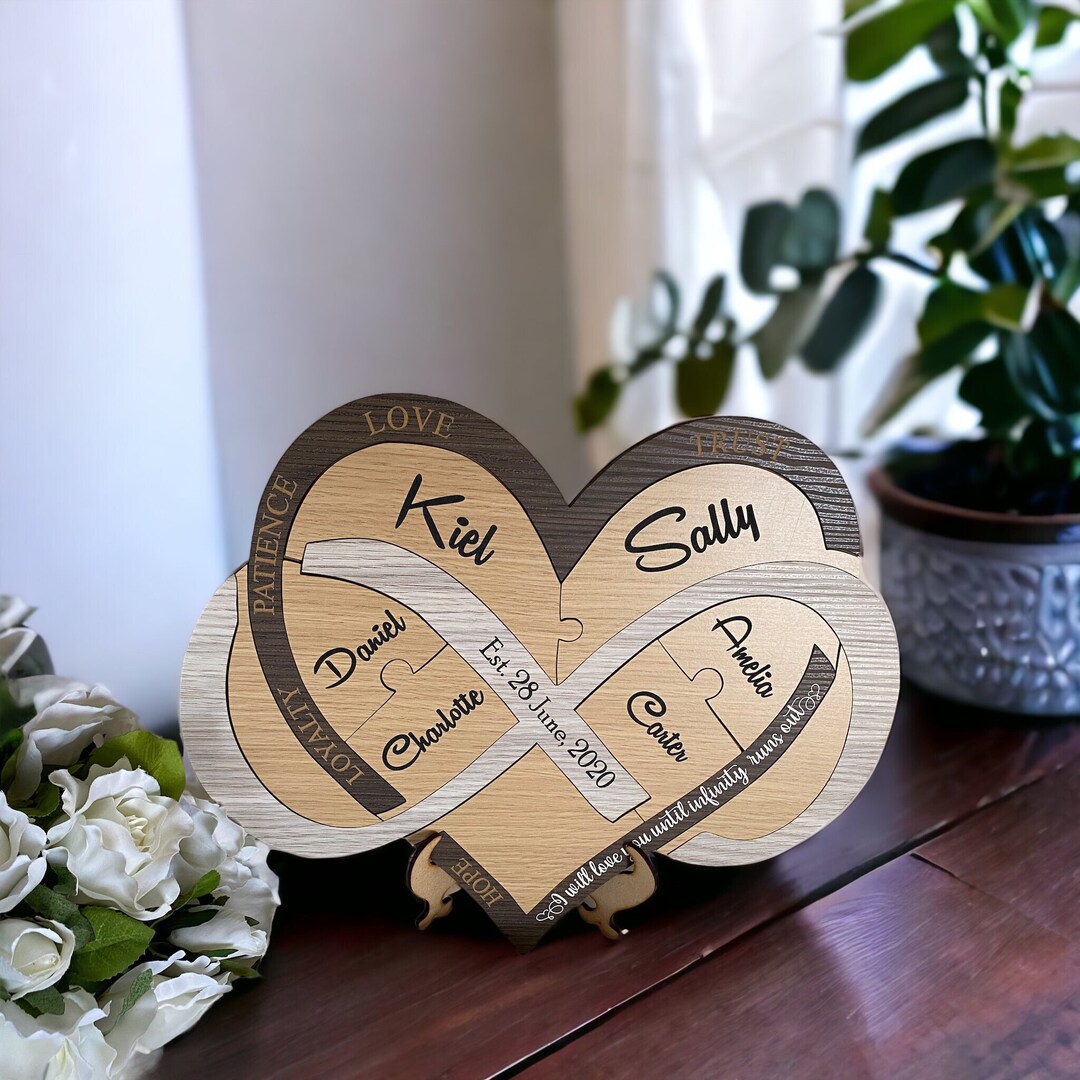 Unity Puzzle for Blended Family, Wedding Ceremony Infinity Heart Name ...