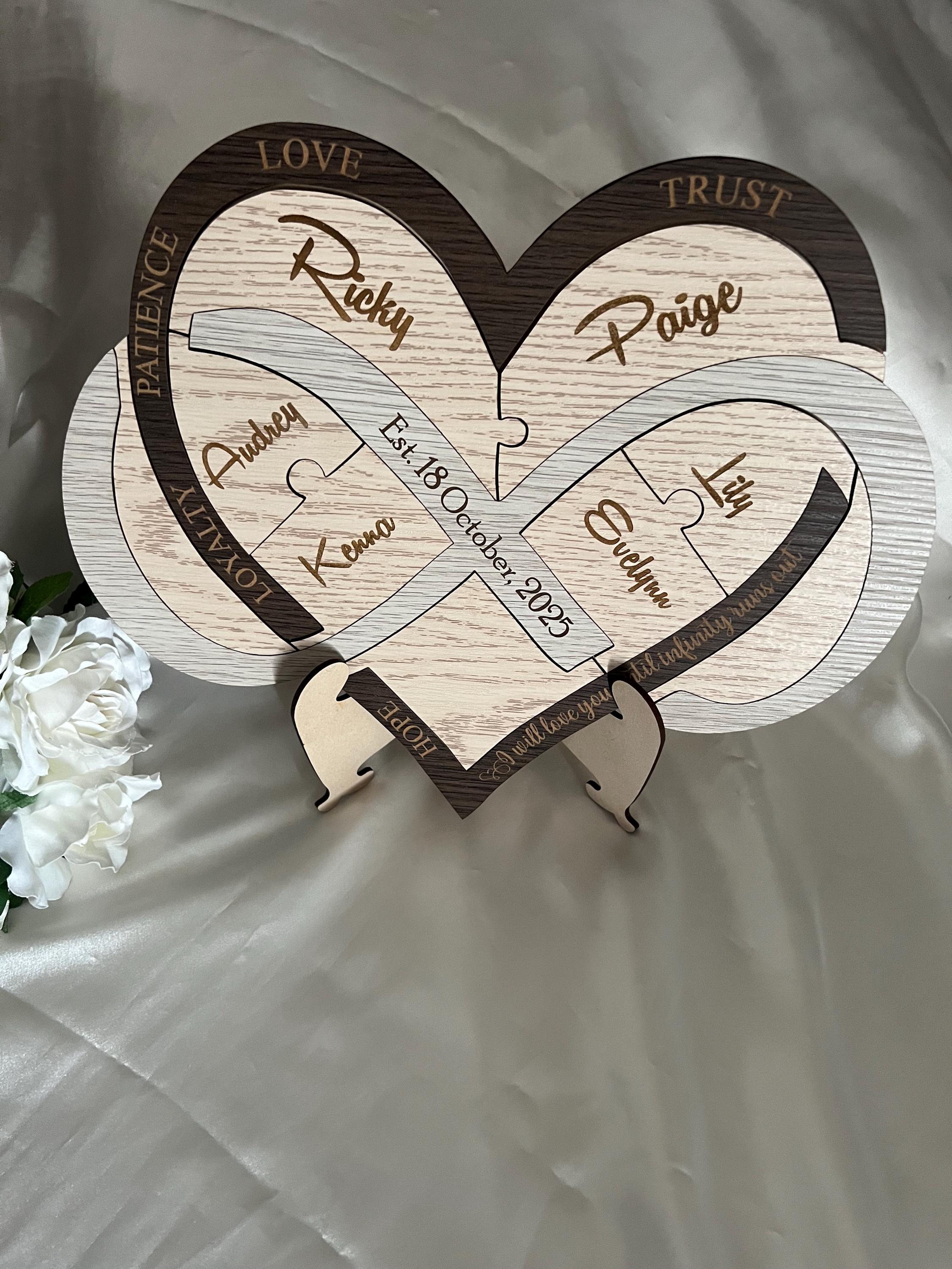 Unity Puzzle for Blended Family, Wedding Ceremony Infinity Heart Name ...