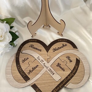 Unity Puzzle for Blended Family, Wedding Ceremony Infinity Heart Name ...