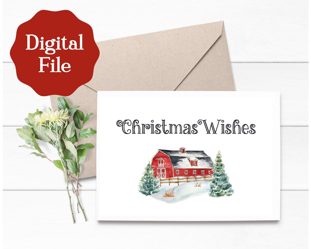 Farm Christmas Card | Christmas Wishes | Printable Card | Digital File ...