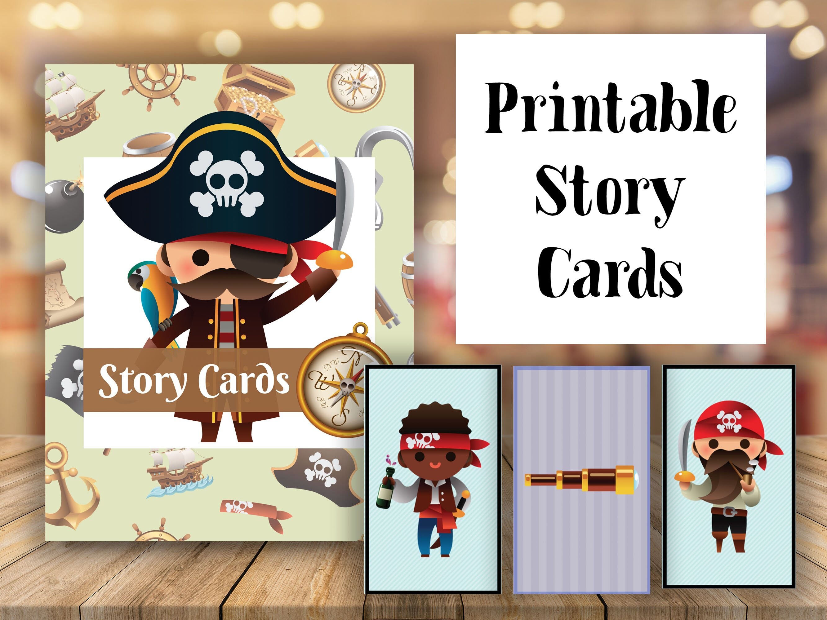 Printable Pirate Story Cards | PDF Set of 27 Cards | Abstract Story ...