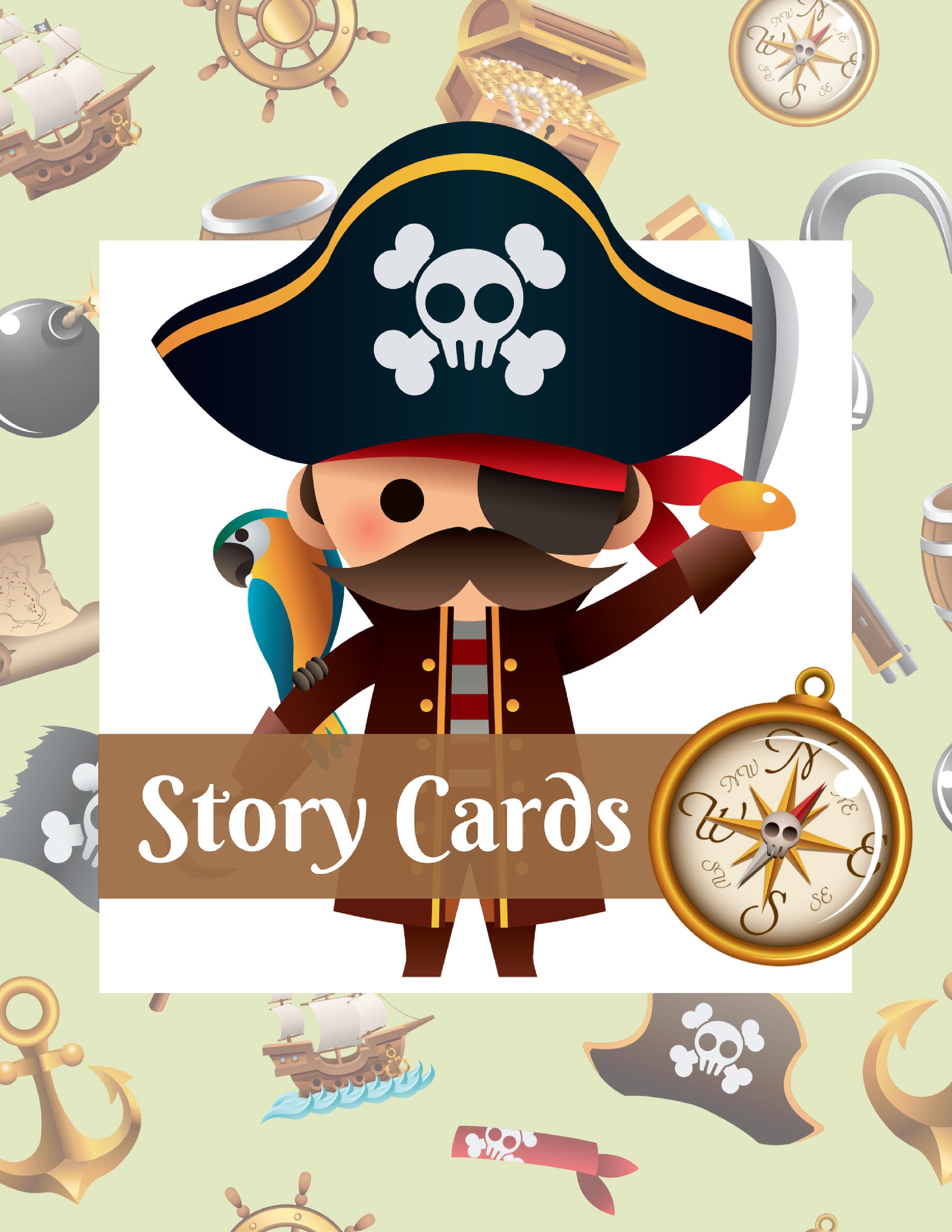 Printable Pirate Story Cards PDF Set of 27 Cards Abstract Story Prompts ...