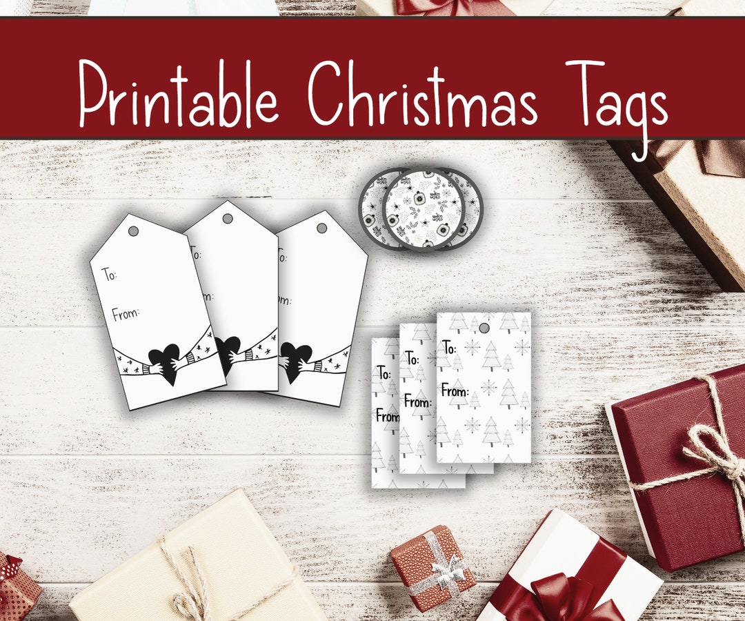 Minimalist Gift Tags | Present Labels | Black and White Present Name ...