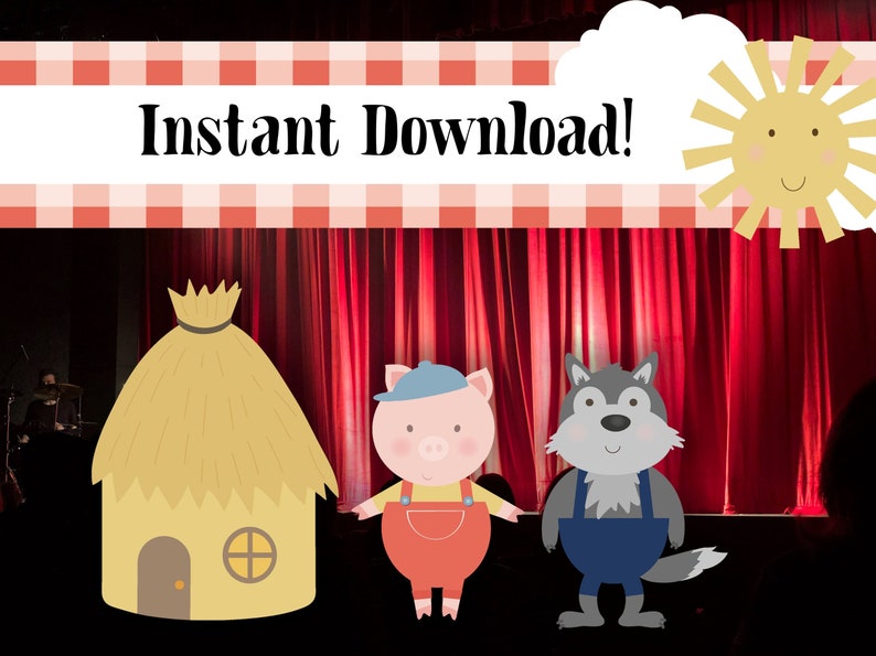 The Three Little Pigs Stick Puppet Printable | 12 Figures | Story Time ...