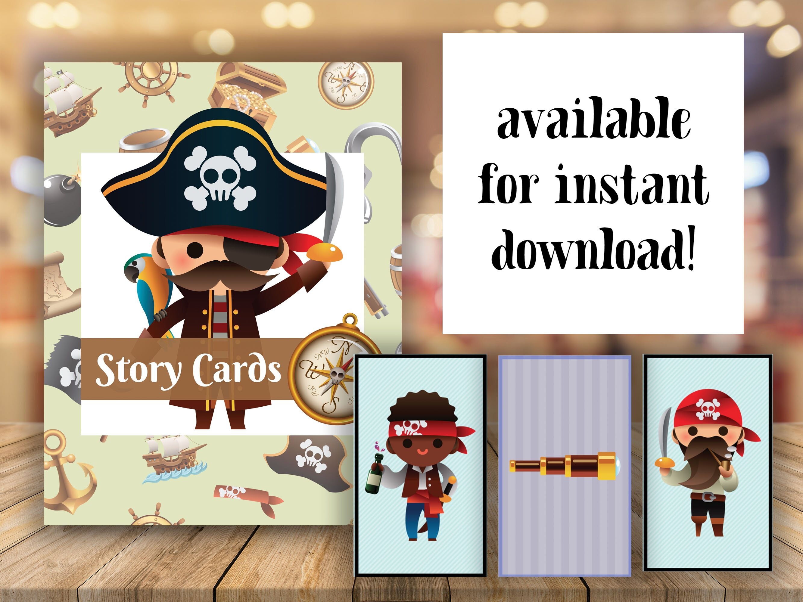 Printable Pirate Story Cards | PDF Set of 27 Cards | Abstract Story ...