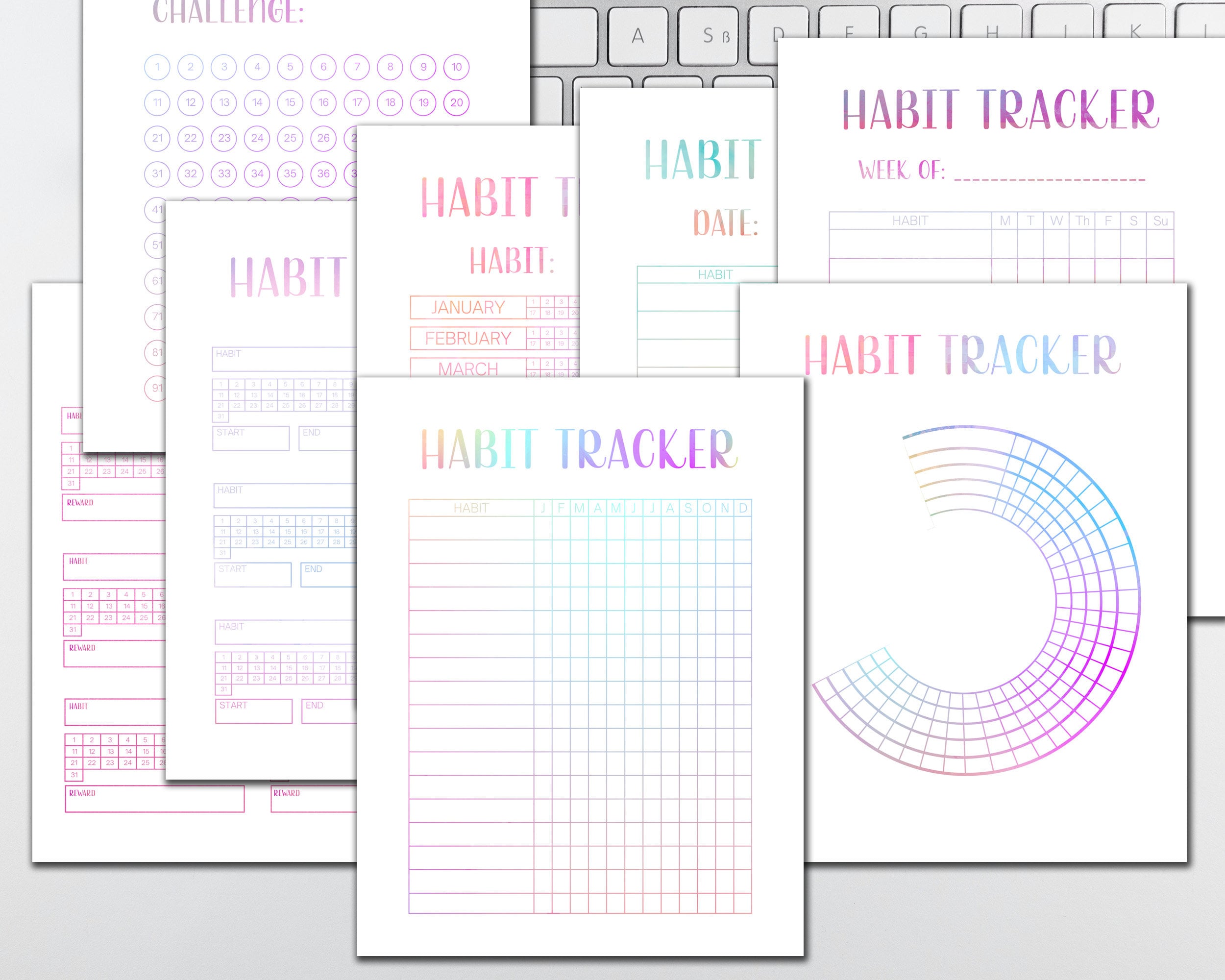 Printable Habit Tracker 100 Day Challenge Planner Insert | Etsy