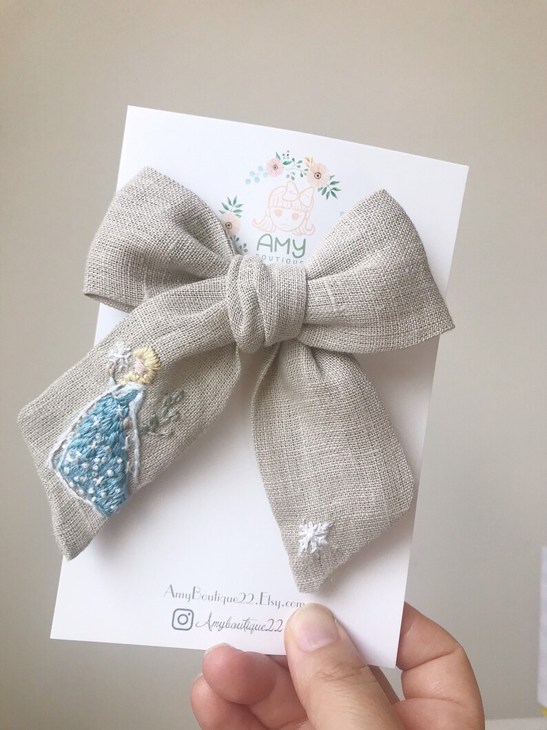 Frozen Elsa Embroidery Bow - Etsy