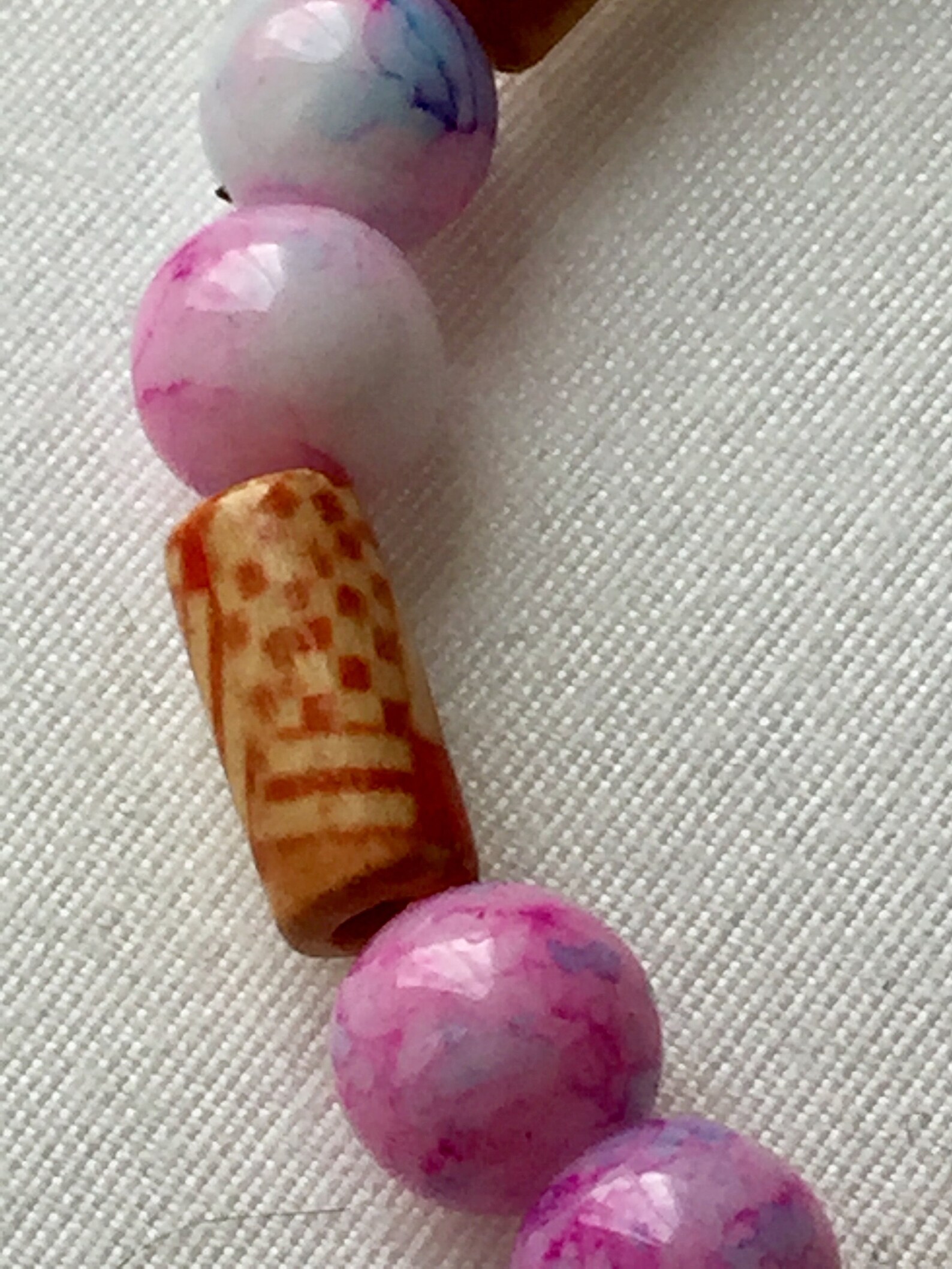 Unique Morrocan Handmade Pink Glass Bead Bracelet With Wooden Barrel ...
