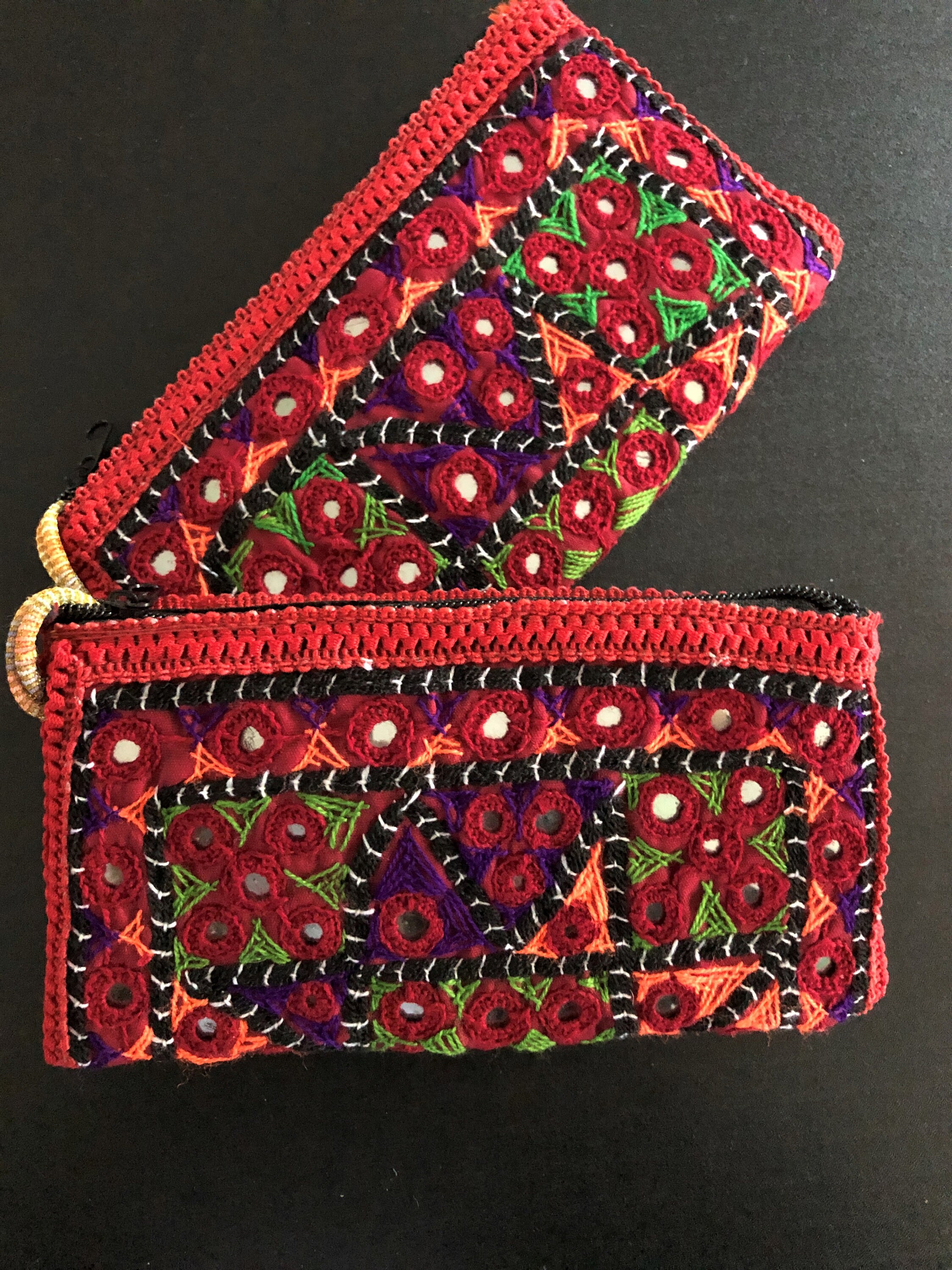 Ethnic Bag Purse Mirrors Red Boho Sindhi Clutch Bag Embroidered Red ...