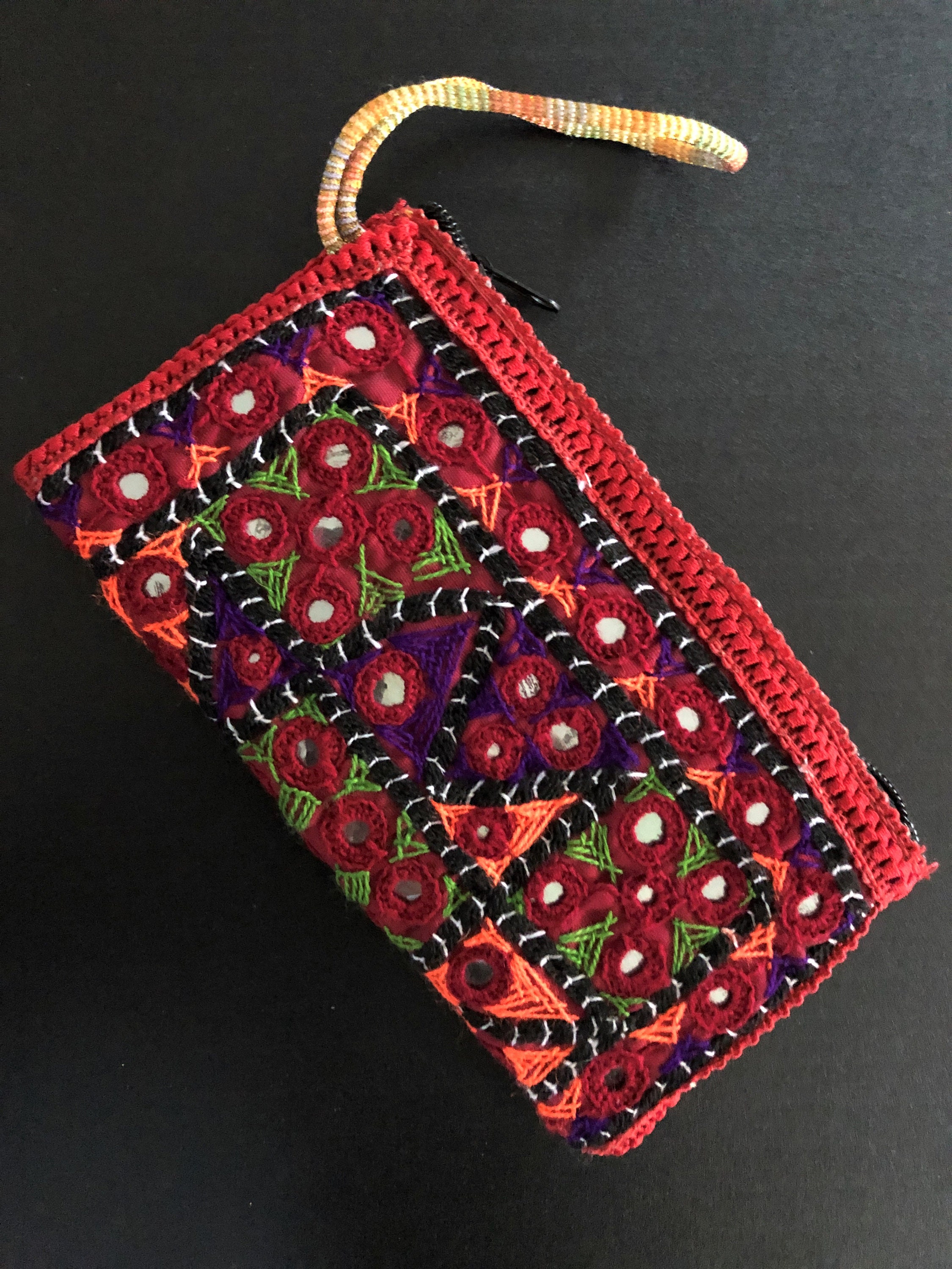 Ethnic Bag Purse Mirrors Red Boho Sindhi Clutch Bag Embroidered Red ...