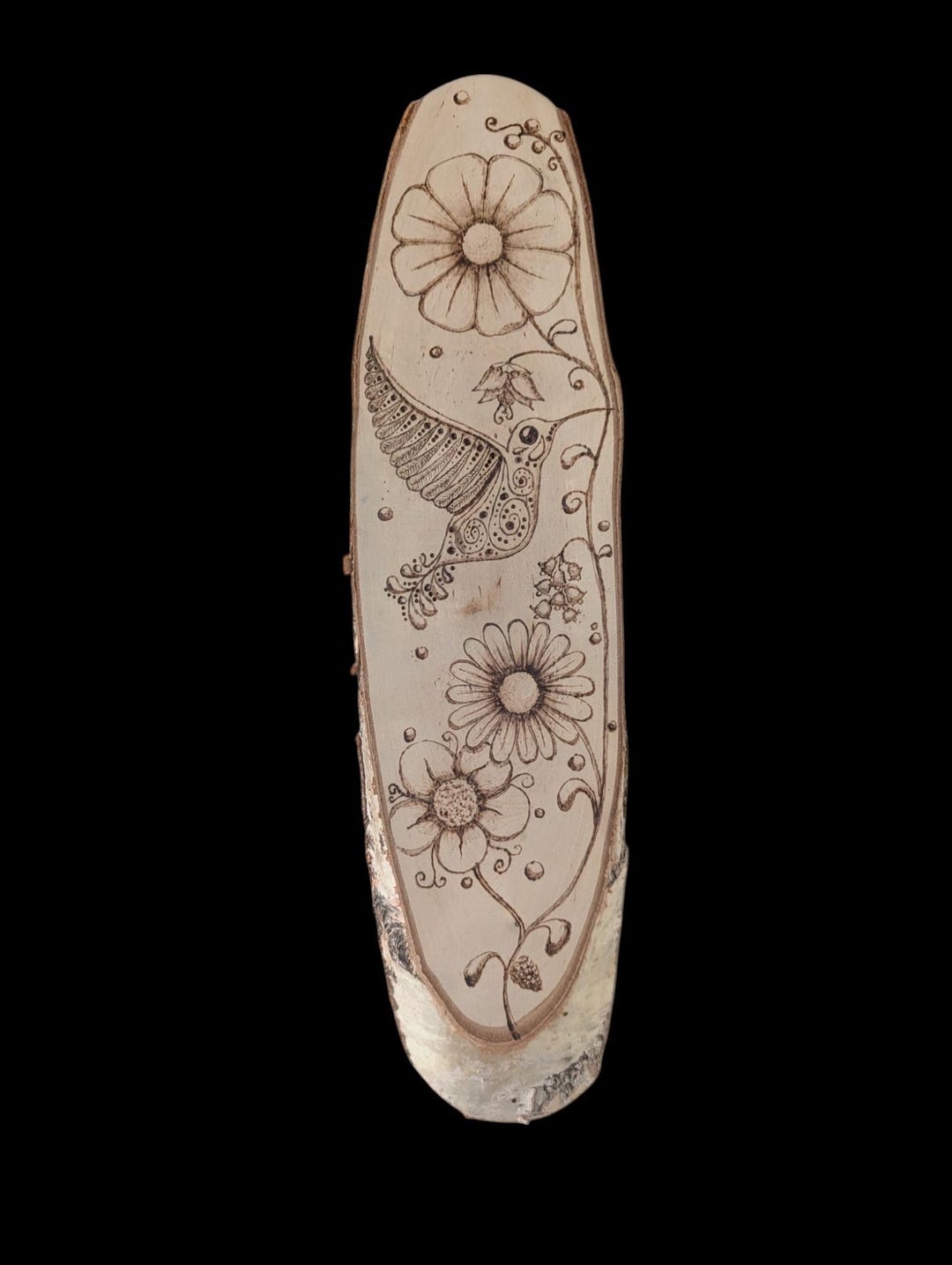 Hummingbird and Flowers, Pyrography - Etsy
