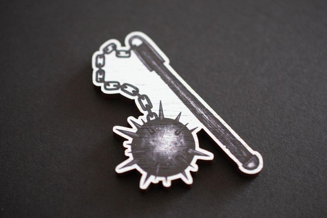 Flail of a Time - Medieval Flail Wooden Brooch / Goth Brooch / Goth Pin ...