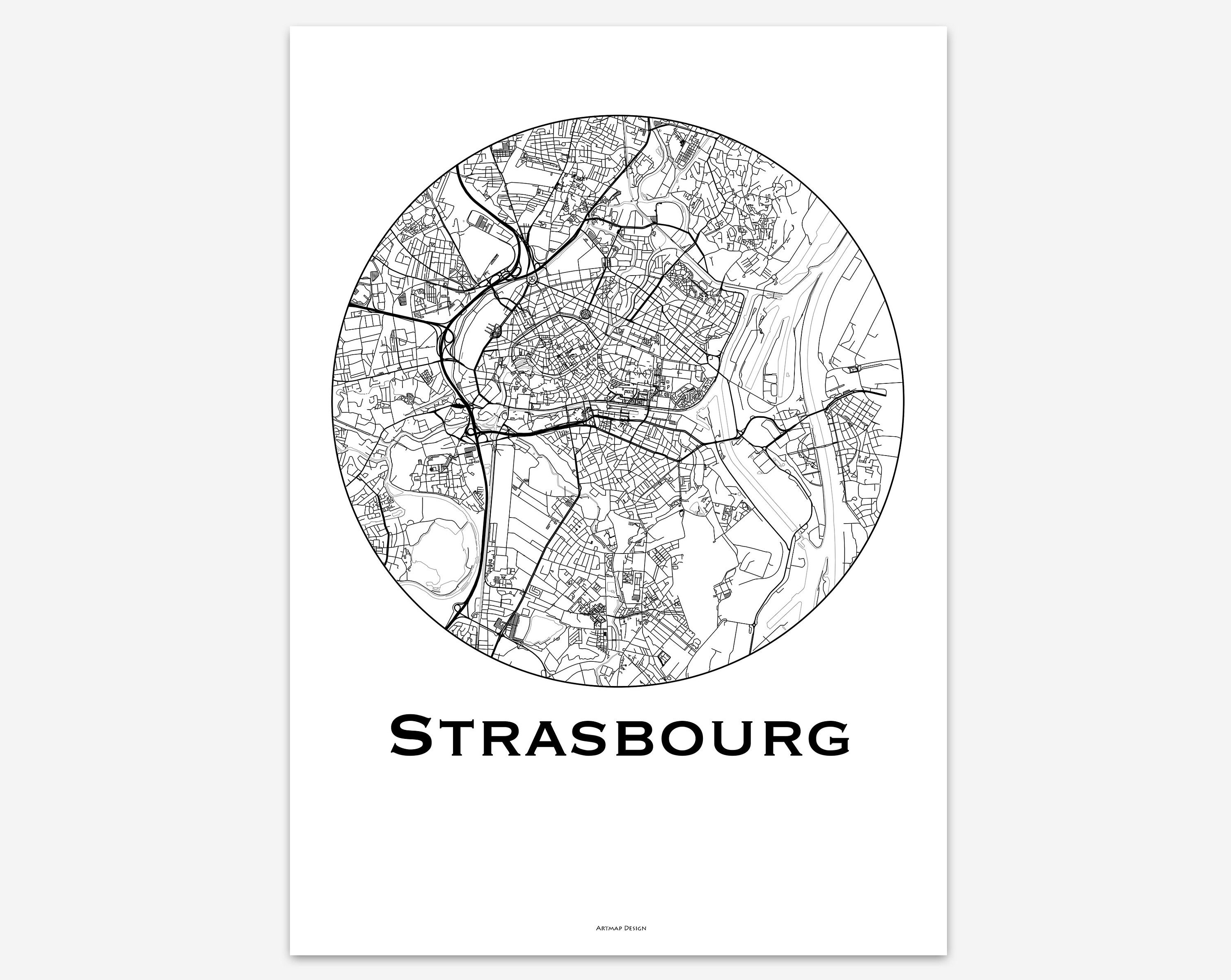 Plakat Karte Straßburg Minimalist Map City map Stadtposter - Etsy.de