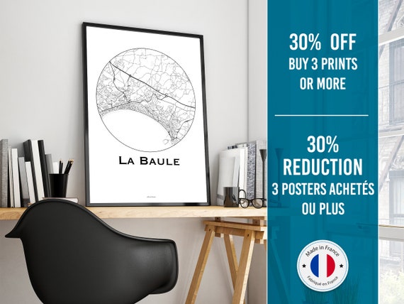 Art & Collectibles City Map Street Map Poster La Baule France ...