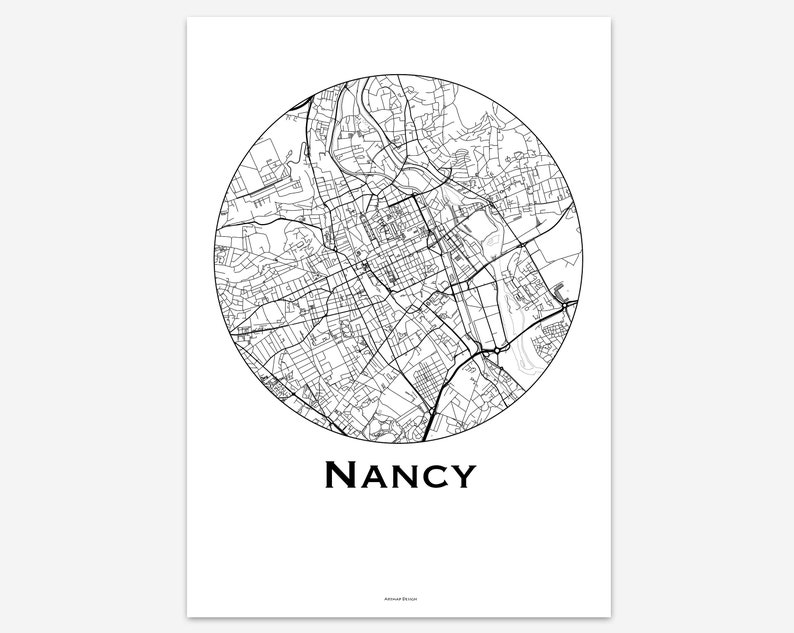 Poster Nancy France Minimalist Map City Map Street Map - Etsy