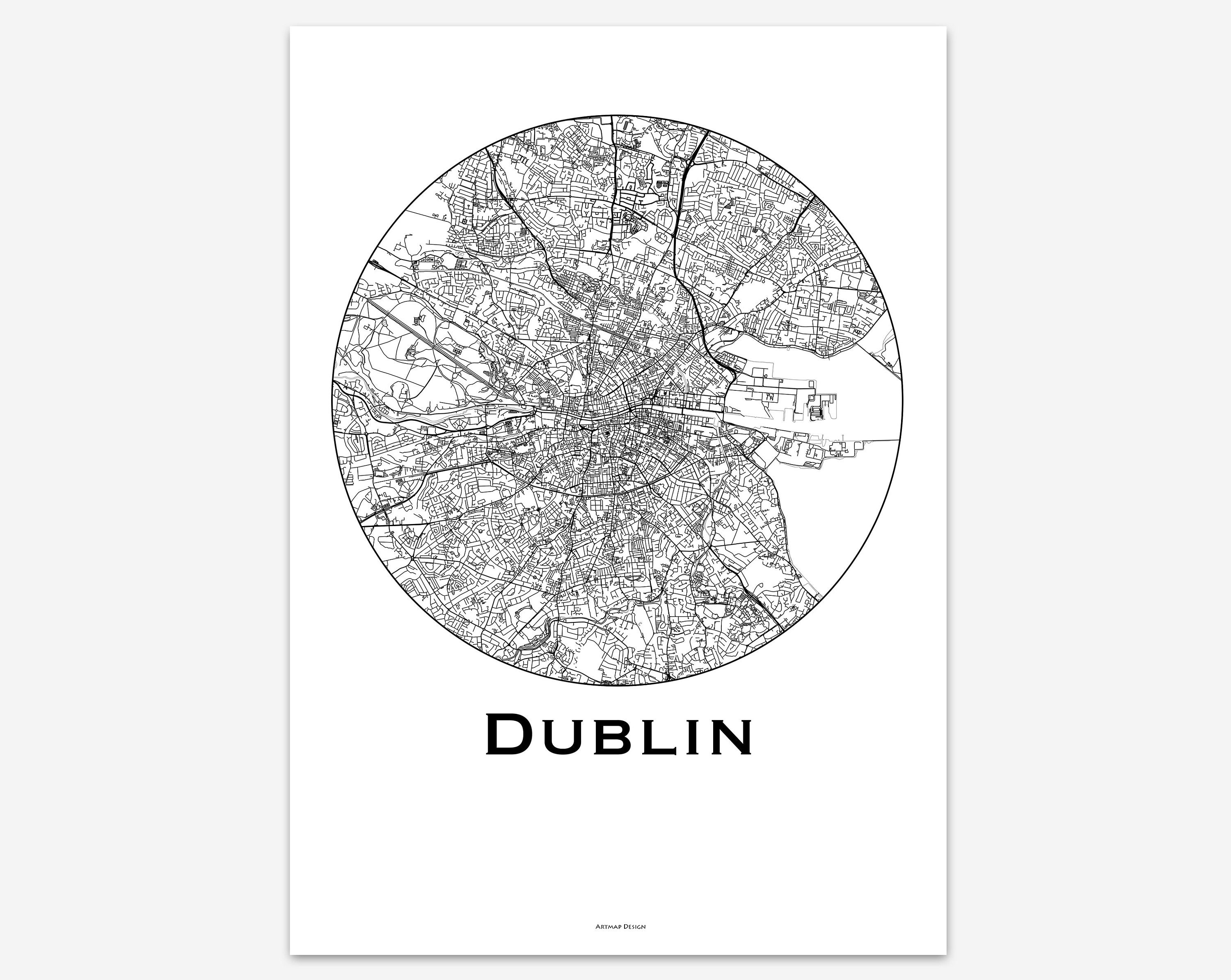 Poster Dublin Ireland Minimalist Map City Map Street Map - Etsy
