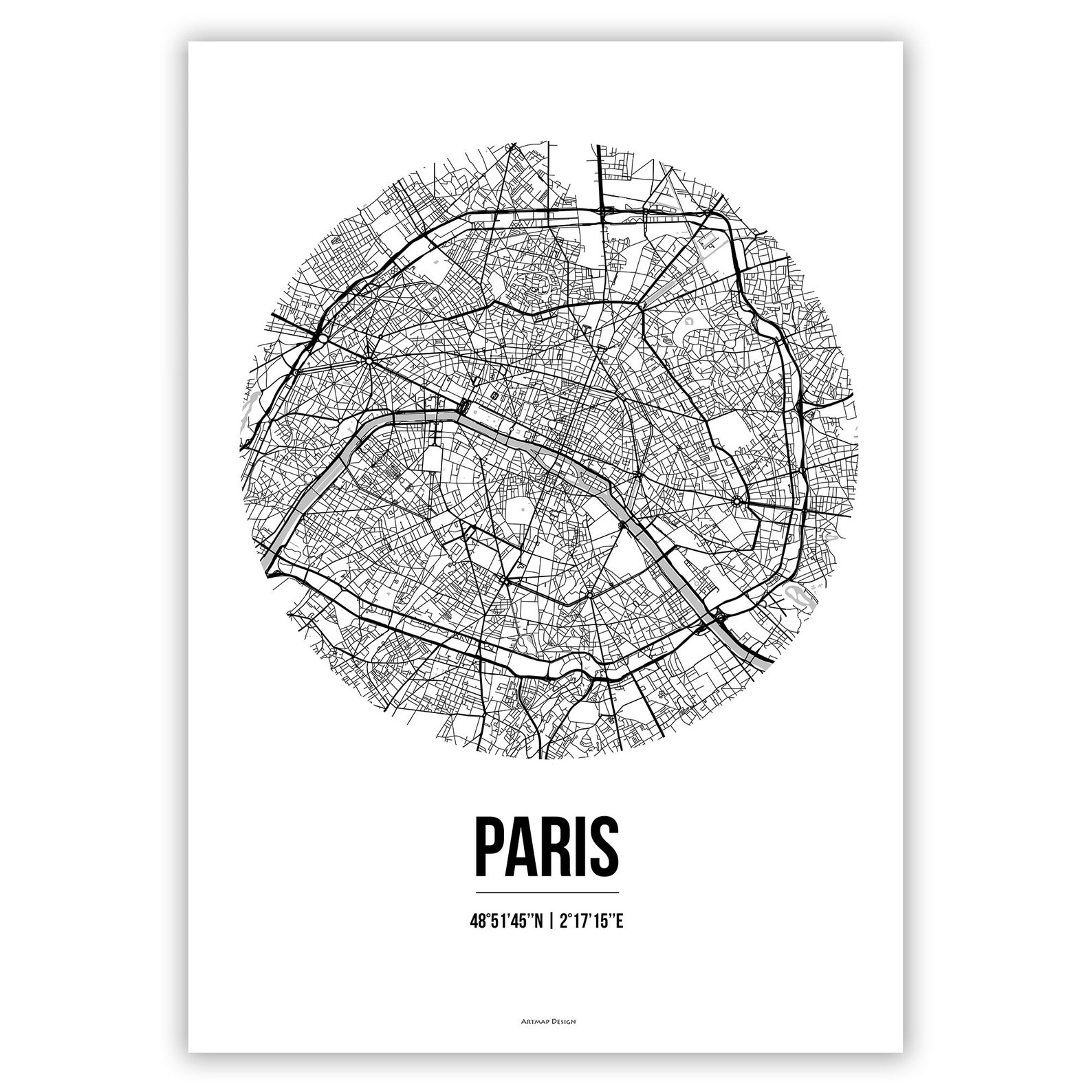 Poster Paris France Street Map City Map | Etsy