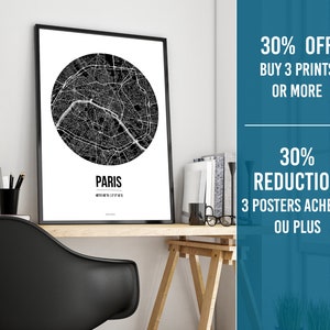 Poster Paris France Street Map City Map - Etsy