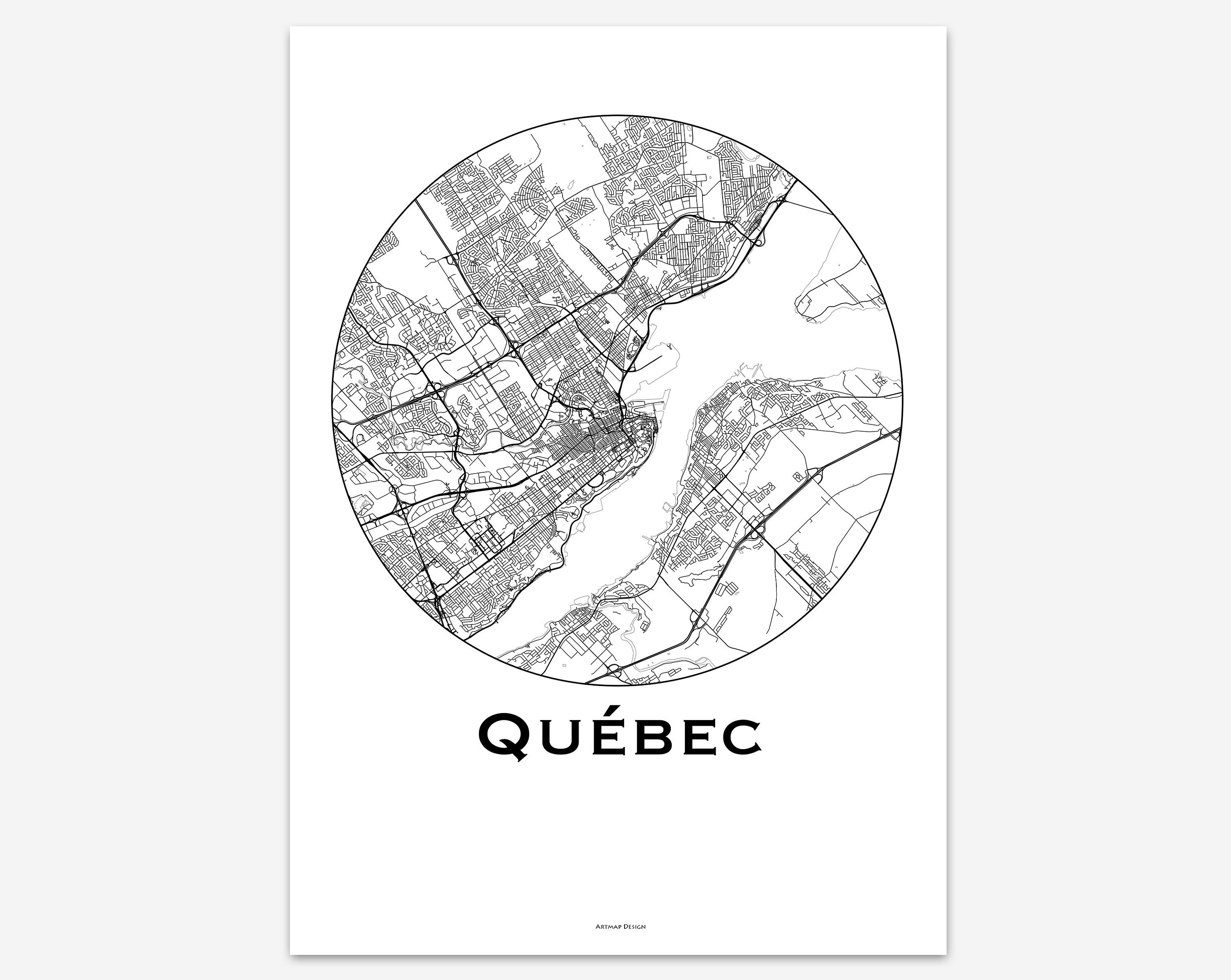 Poster Québec Canada Minimalist Map City Map Street Map | Etsy