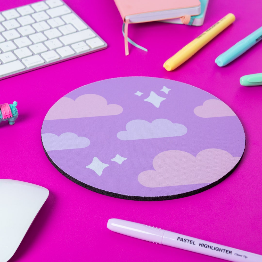 Cloud and Star Kawaii Mouse Mat Cute Mouse Pads, Round Mouse Pad ...