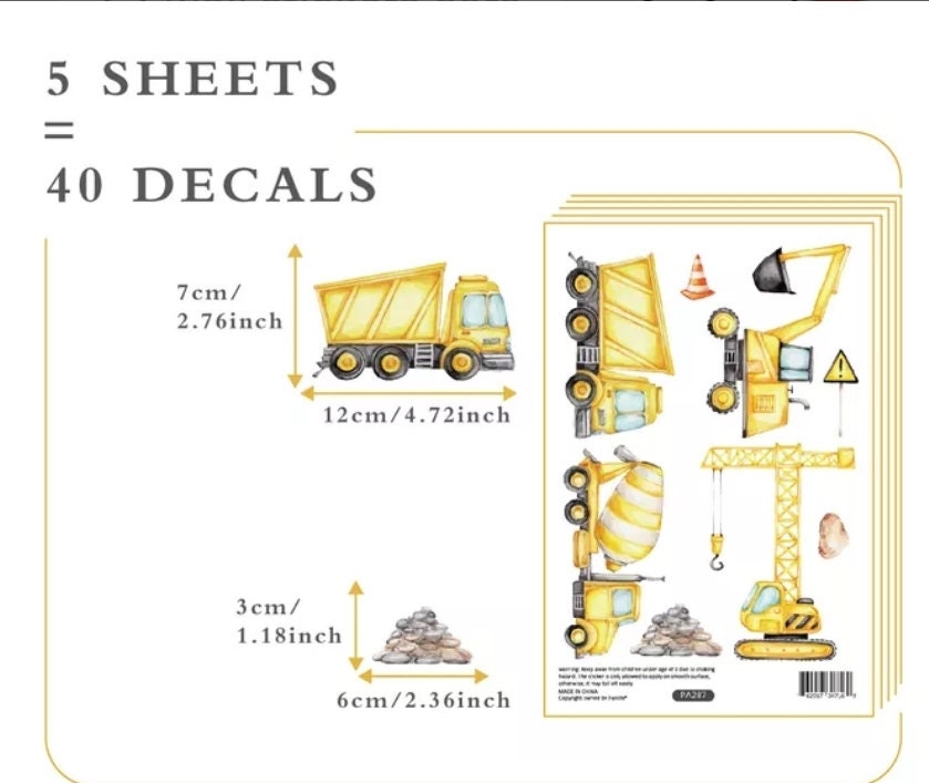 Classic Car Wall Decals, Diggers Bulldozers, Easy Removal Vintage ...