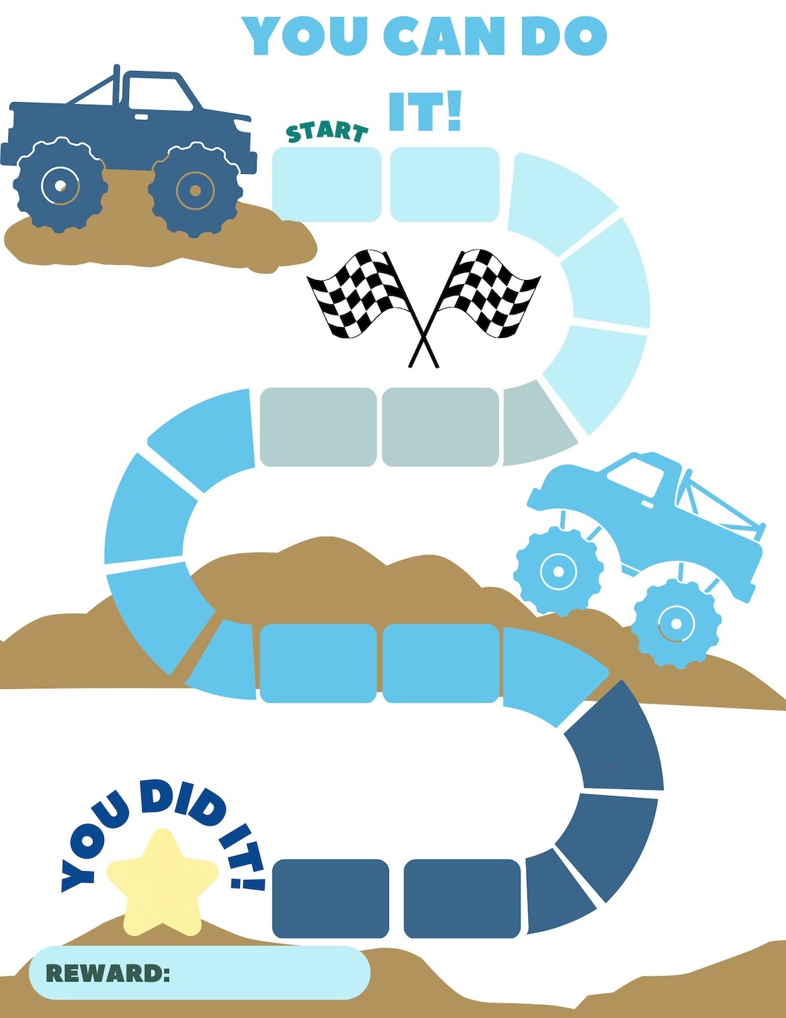 Printable Monster Truck Reward Chart | Monster Truck Potty Chart ...