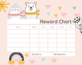 Printable Animals Reward Chart | Animals Behavior Chart | Kids Routine ...