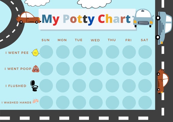 Printable Car Potty Training Chart Cute Car Reward Chart - Etsy