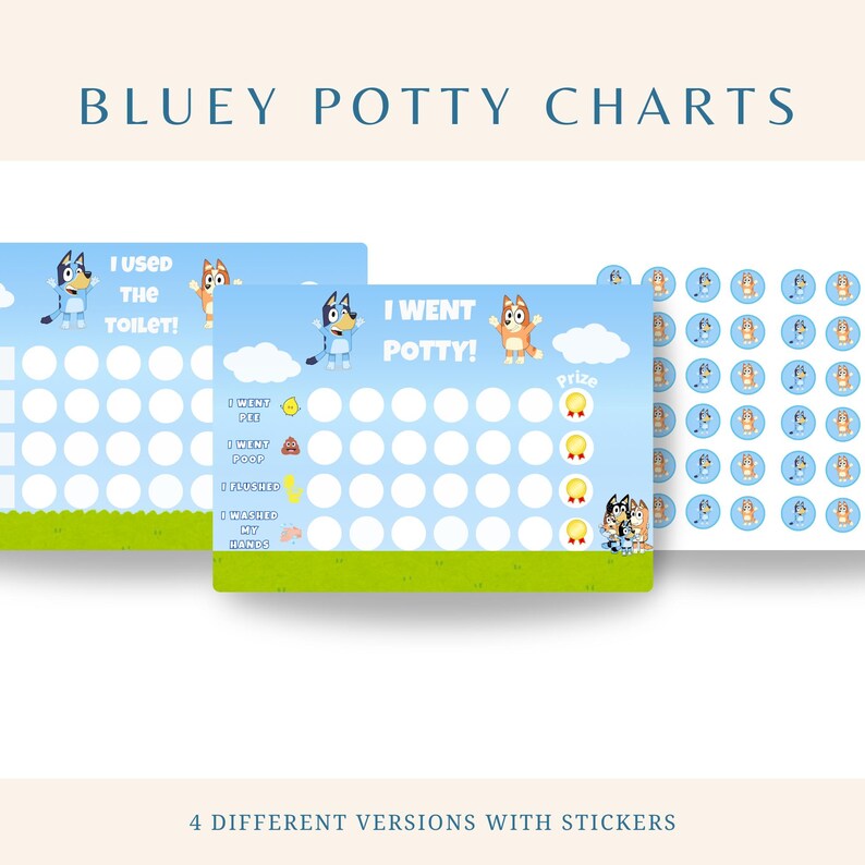 Bluey Potty Chart, Toddler Potty Training Chart, Toilet Training Reward ...