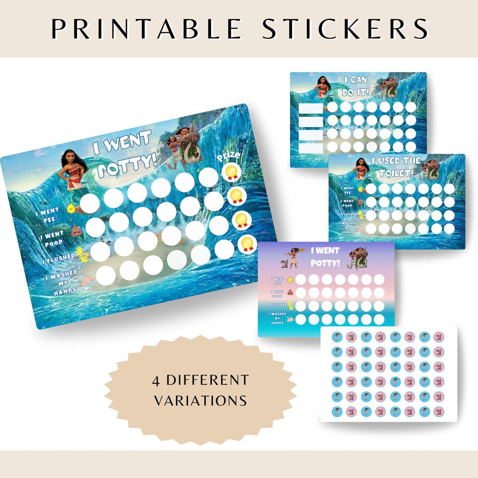 Moana Potty Chart, Toddler Potty Training Chart, Toilet Training Reward ...