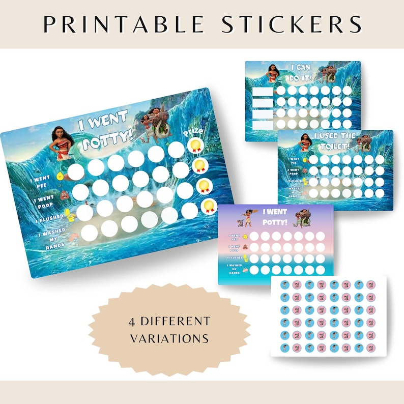 Moana Potty Chart, Toddler Potty Training Chart, Toilet Training Reward ...