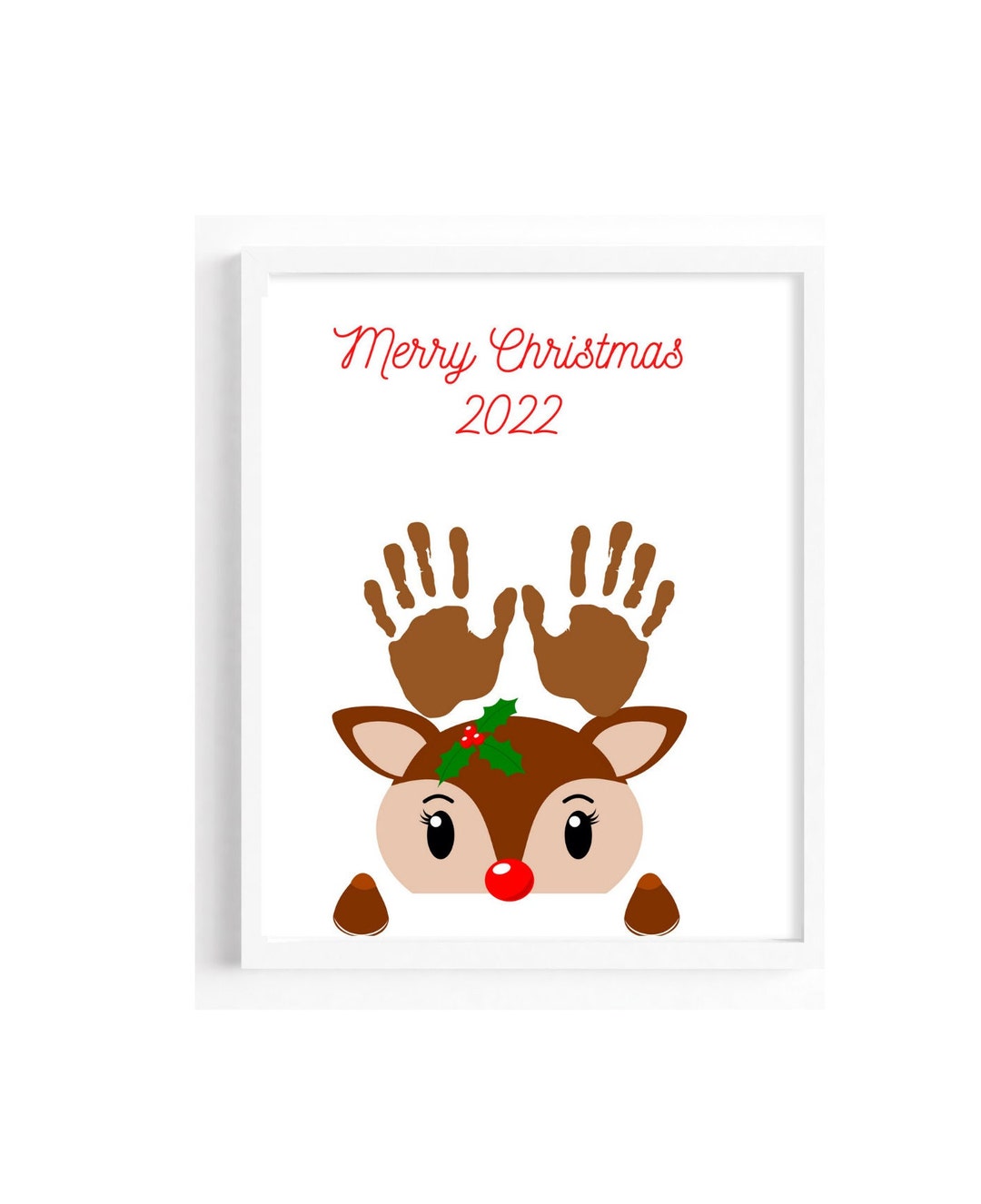 Reindeer Hand Print Craft Printable Reindeer Handprint Art Merry ...