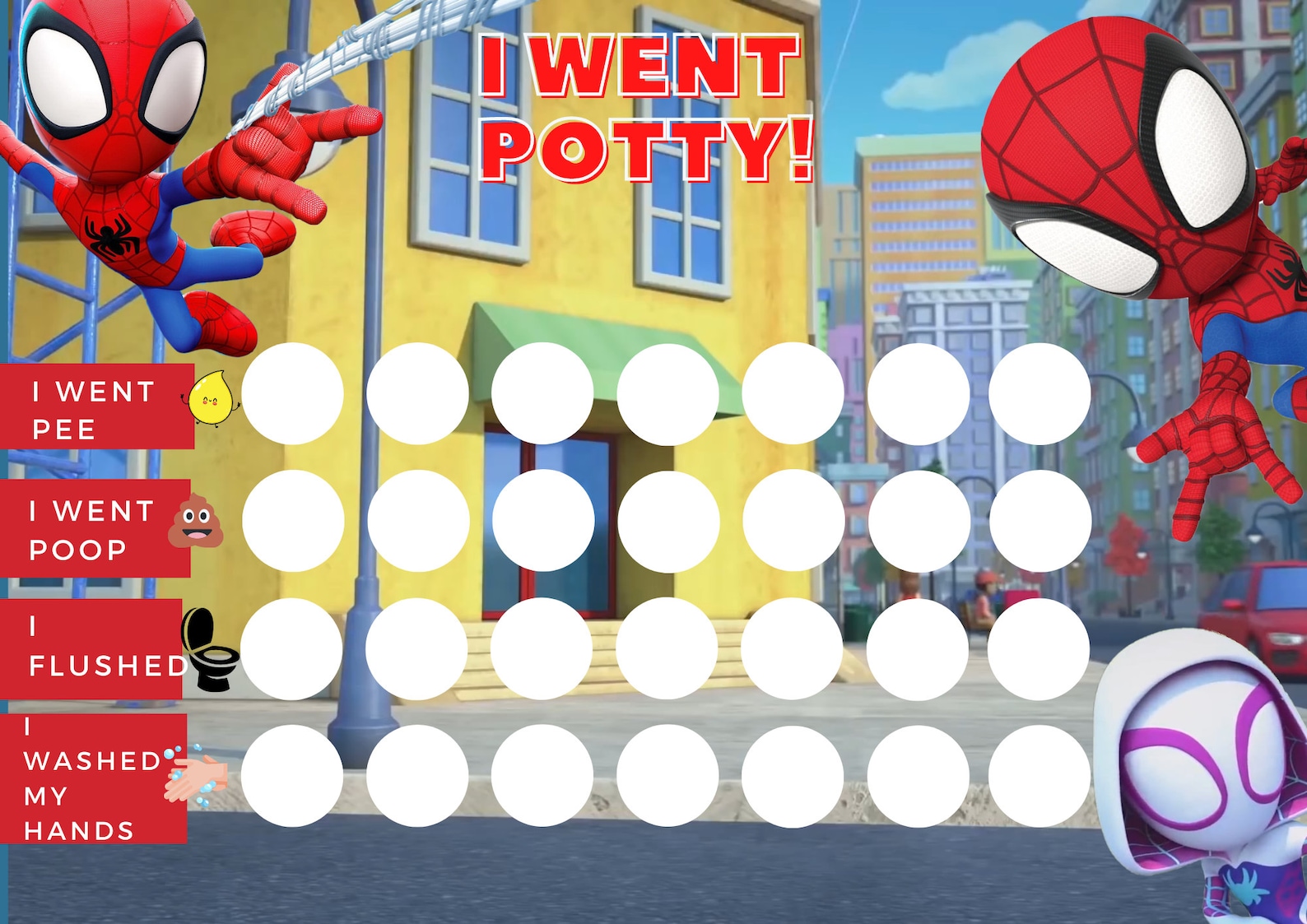 Spidey Potty Training Chart, Potty Reward Chart, Spidey and His Amazing ...